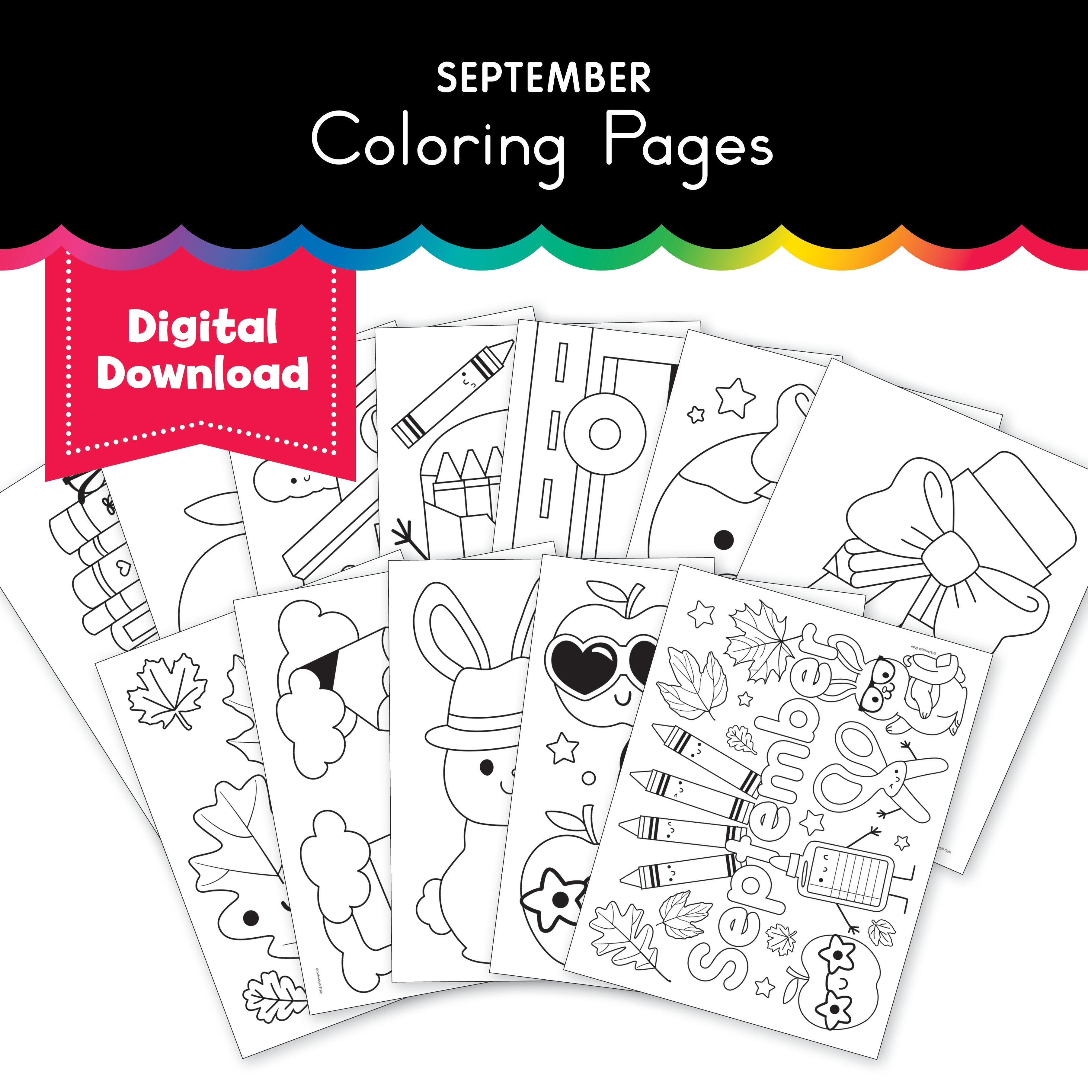 Free September Coloring Pages - Pack 2 - Playground Press