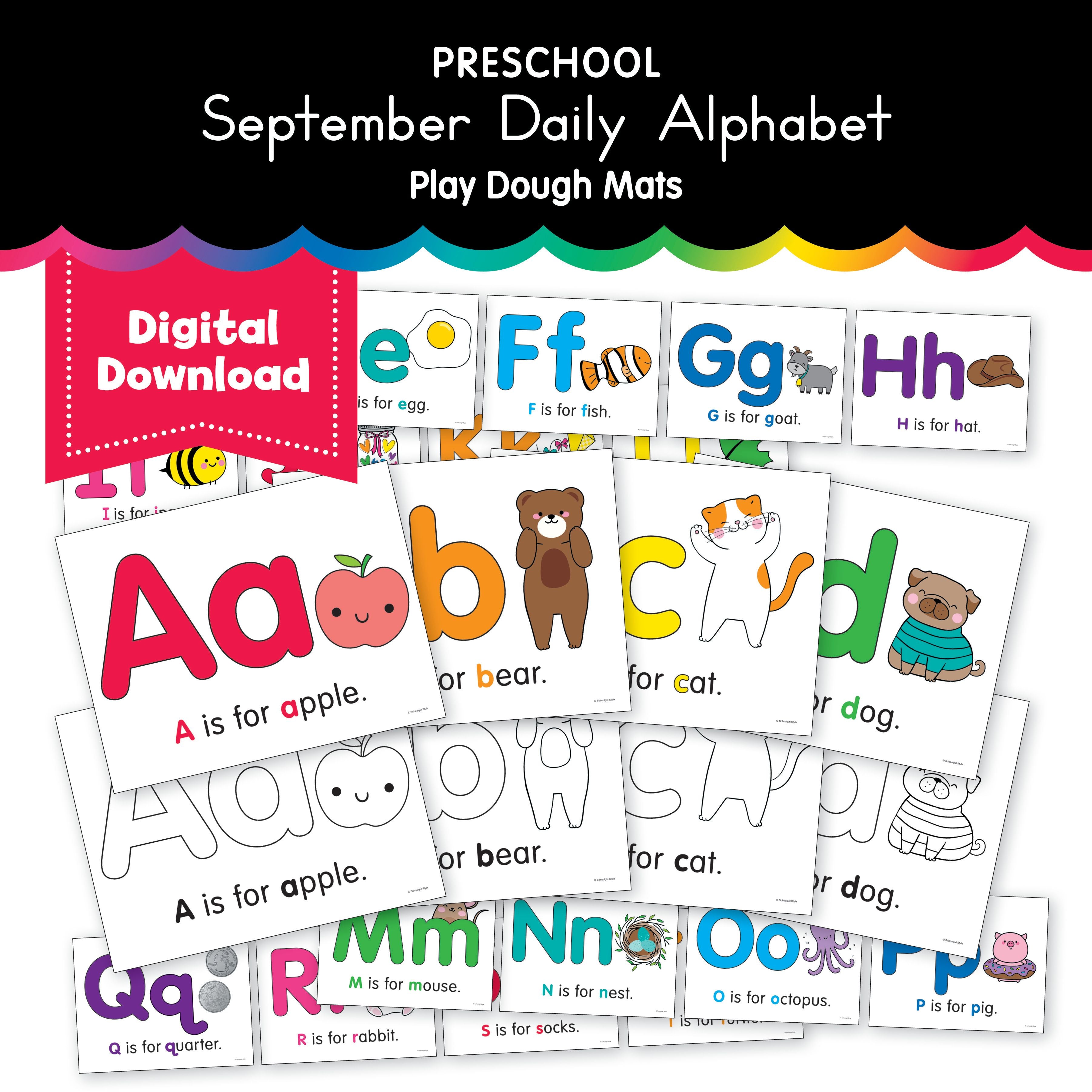 Preschool September Daily Alphabet Play Dough Mats - Playground Press