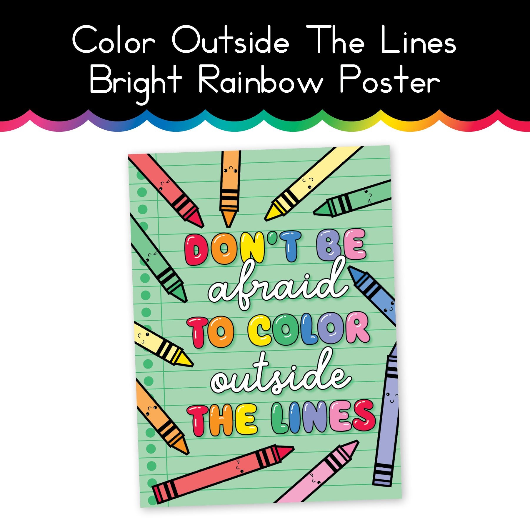 Color Outside The Lines Bright Rainbow Poster - Playground Press