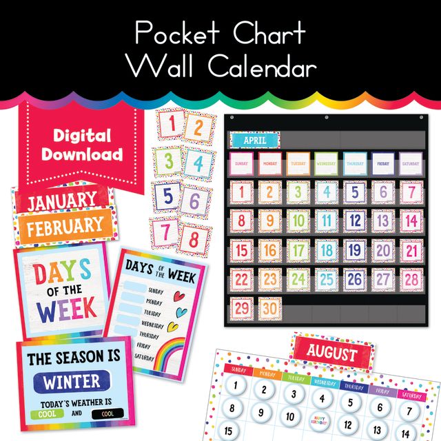 Bright Pocket Chart Wall Calendar | Printable Resource - Playground Press