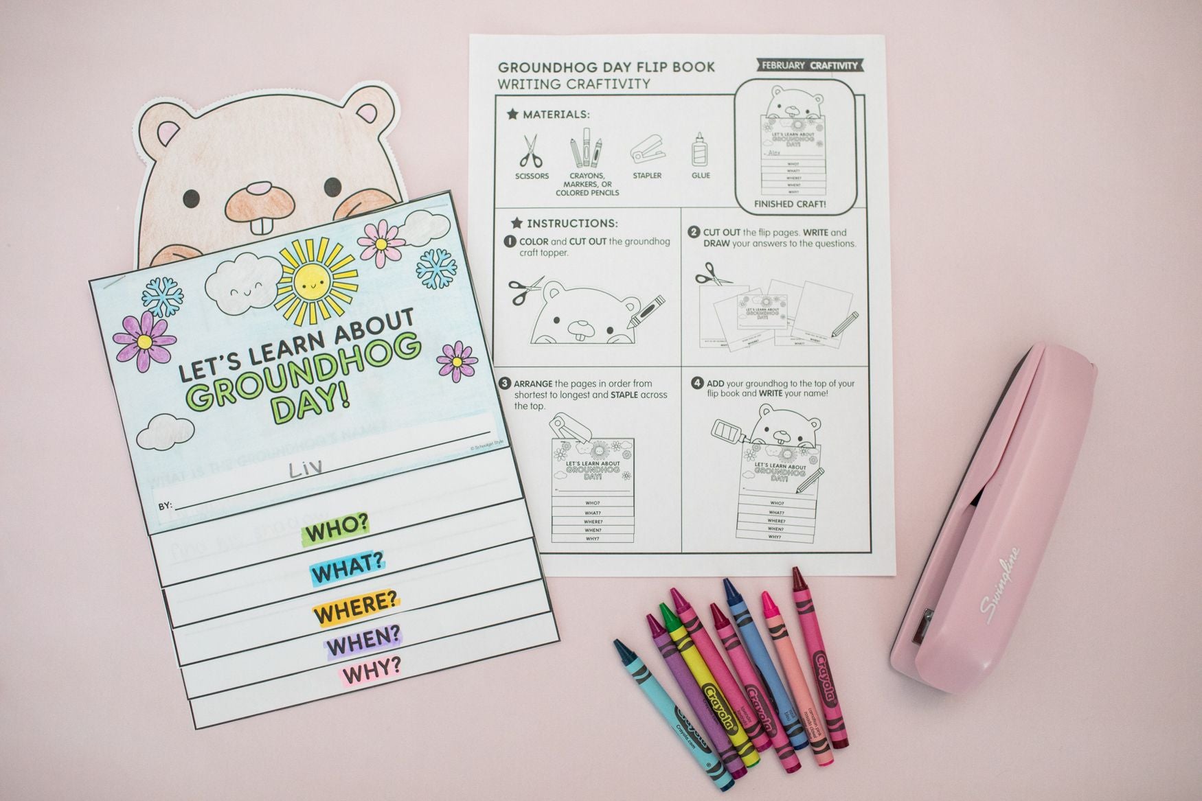 Printable February Groundhog Day Flip Book Craftivity - Playground Press