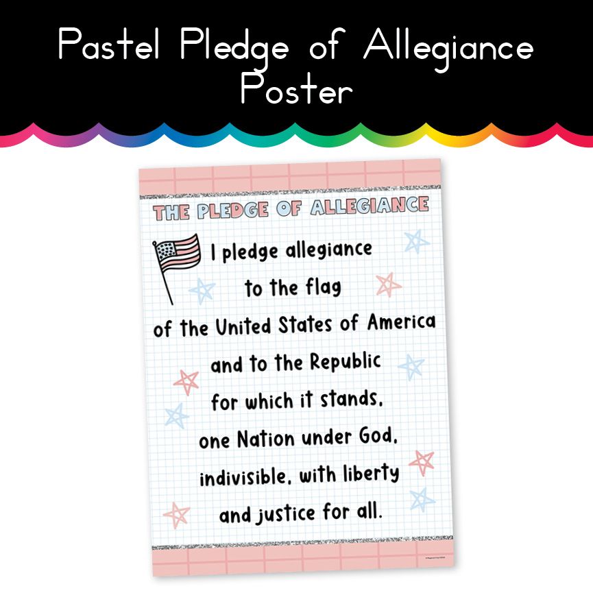 Pastel Pledge of Allegiance Home Learning Poster - Playground Press