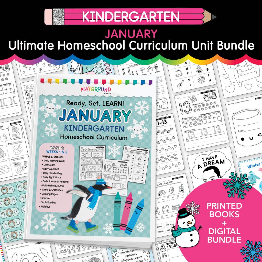 Ultimate Kindergarten January Homeschool Curriculum Bundle - Playground ...
