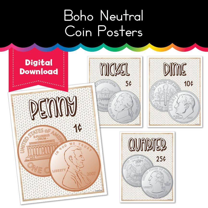 Boho Neutral Coin Posters | Printable Resource - Playground Press