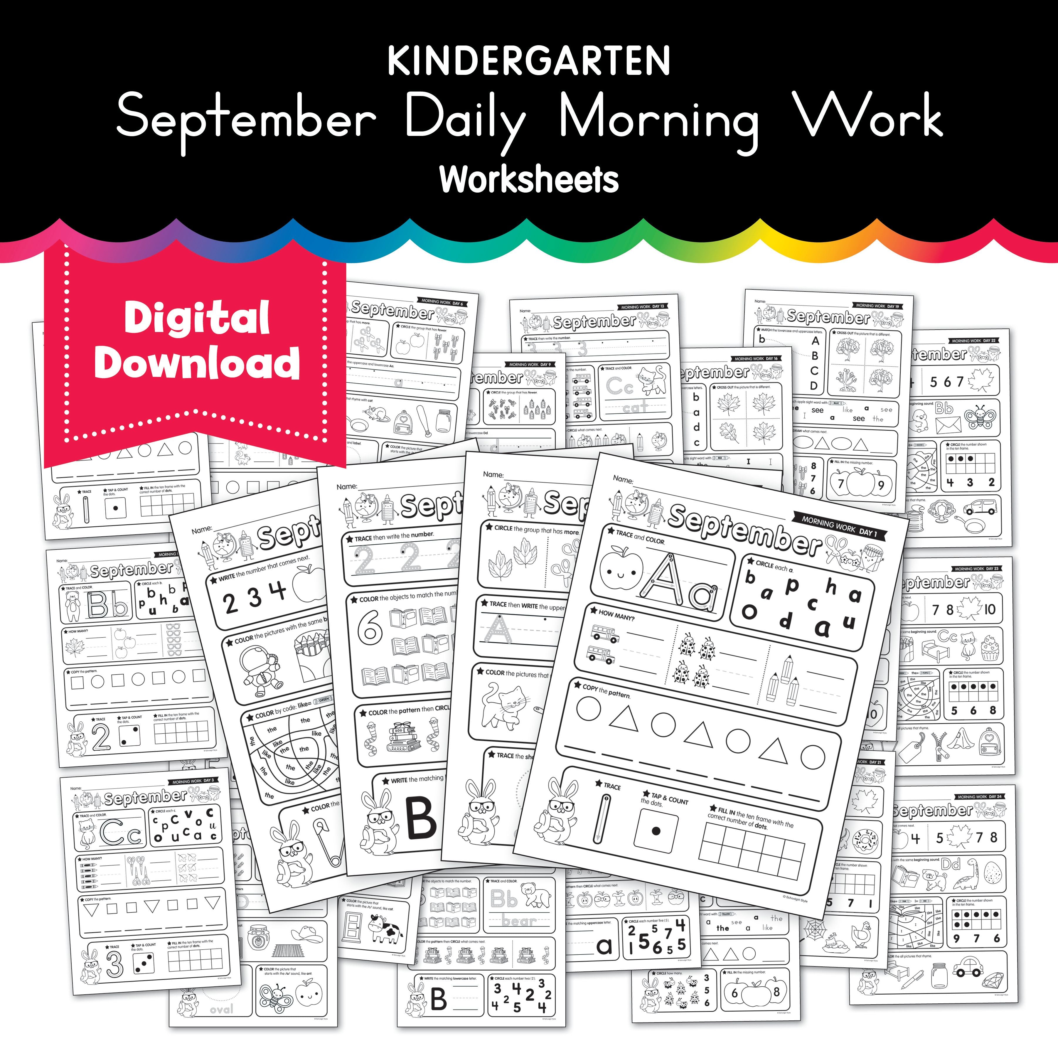 Kindergarten September Daily Morning Work - Playground Press