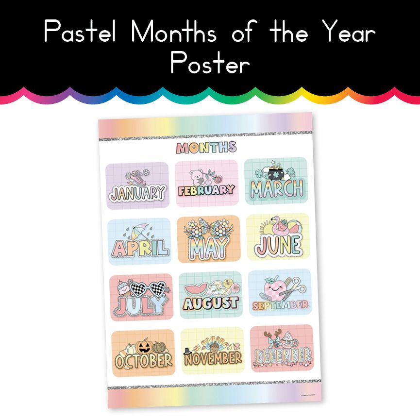 Pastel Months of the Year Home Learning Poster - Playground Press