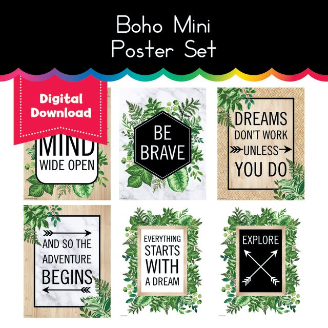 Boho Mini Poster Set | Printable Resource - Playground Press