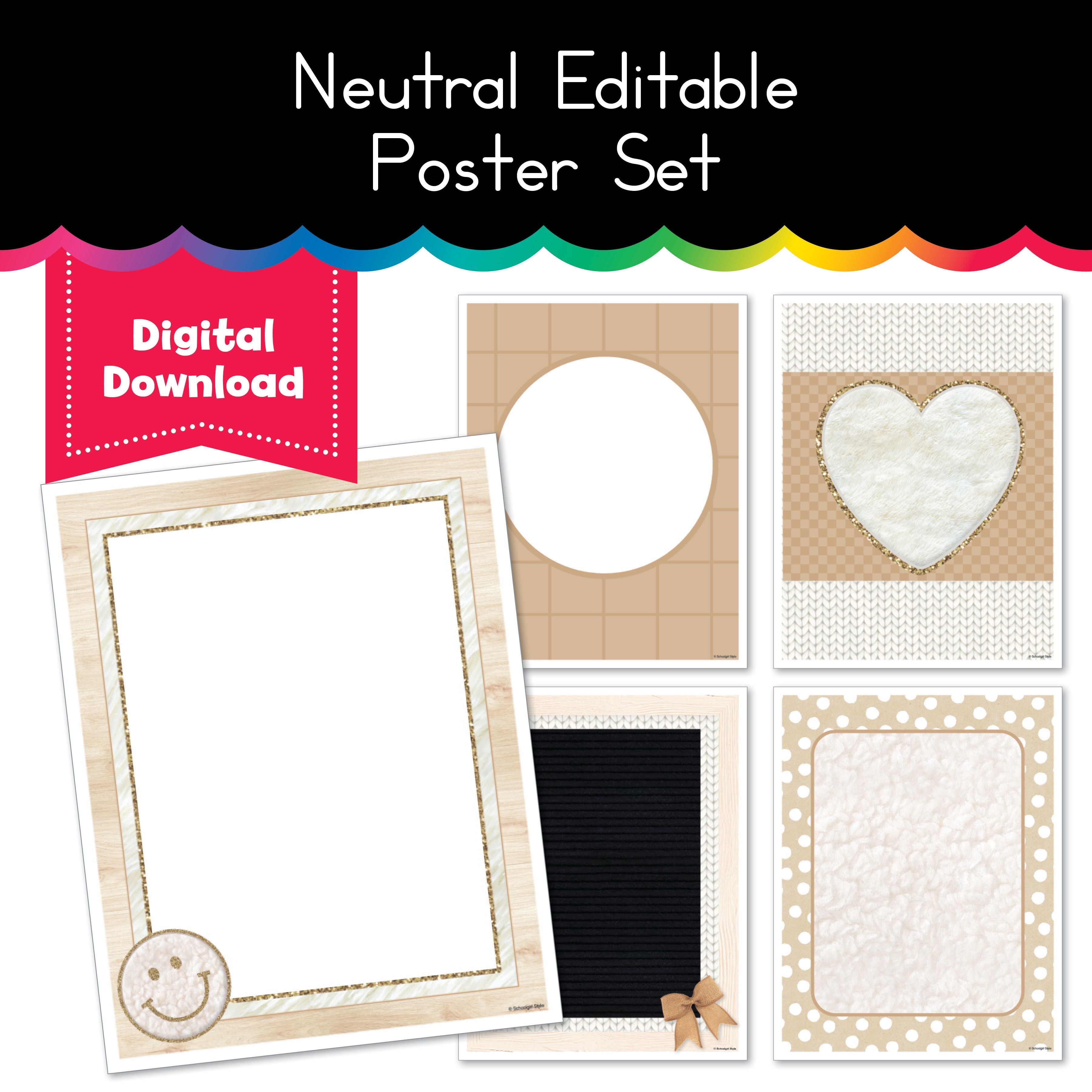 Neutral Editable Poster Set - Playground Press