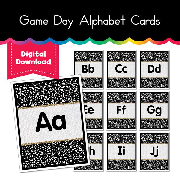 Composition Notebook Alphabet Cards Printable Resource - Playground Press