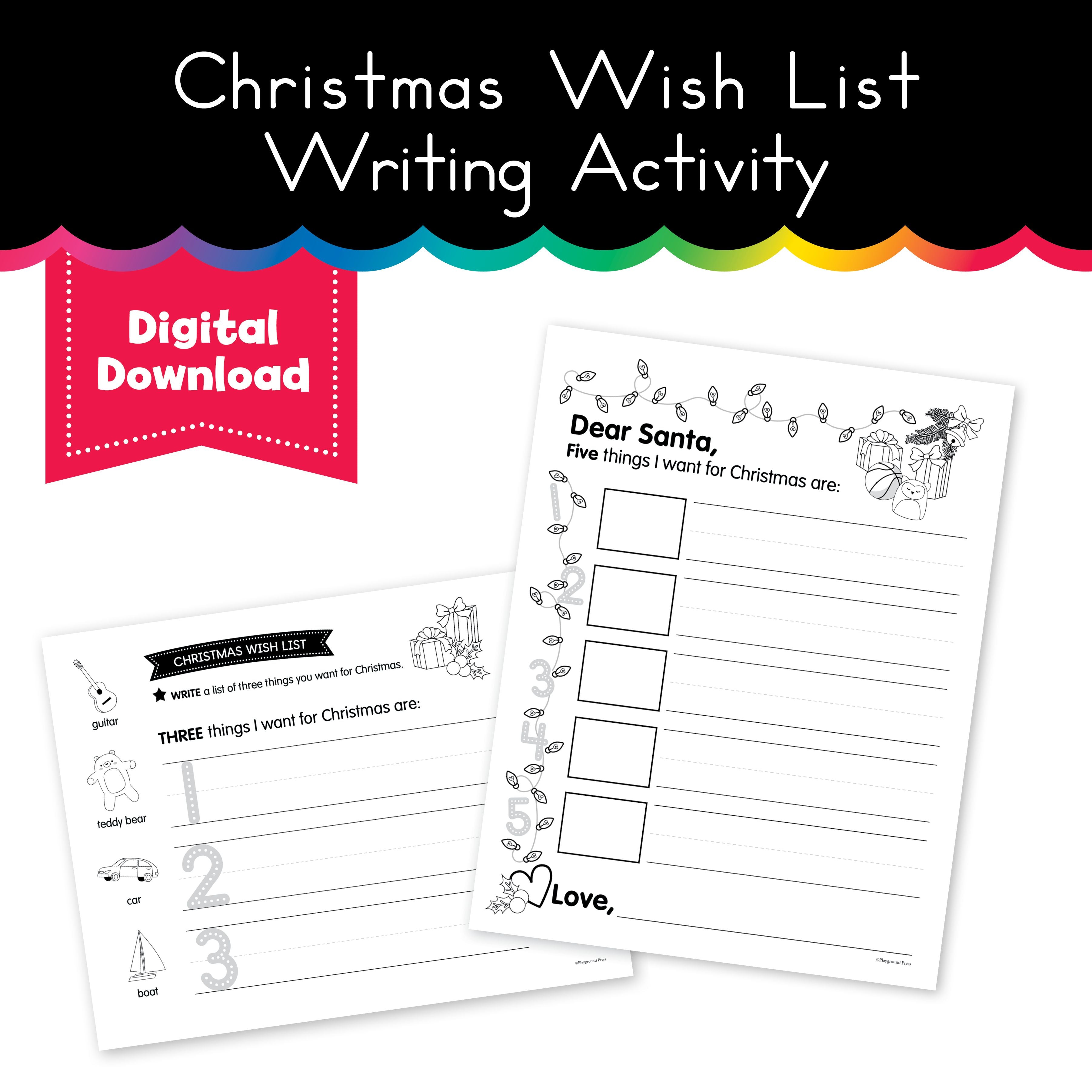 Christmas Wishlist and Letter to Santa Writing Activities - Playground ...