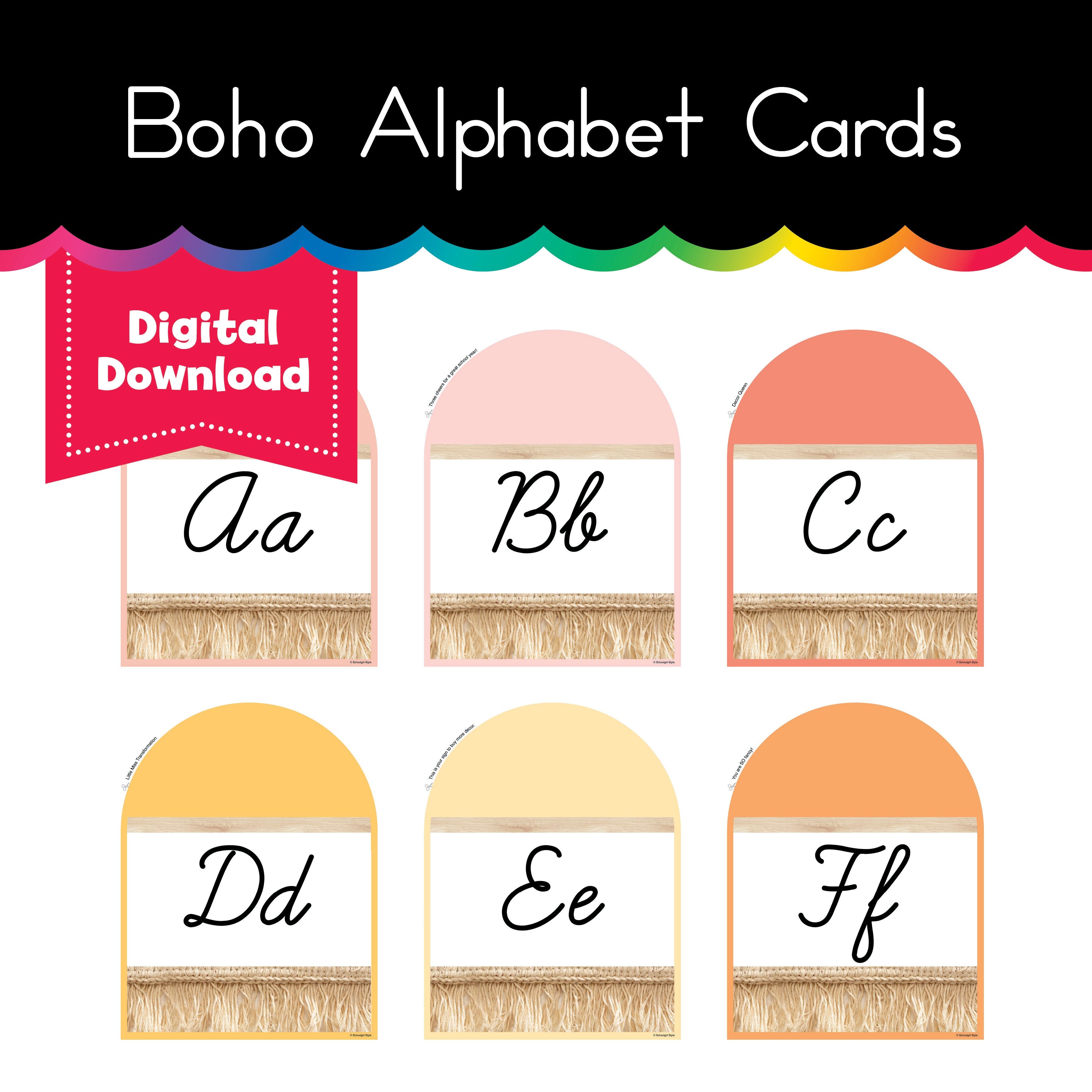 Boho Cursive Alphabet Cards | Printable Resource - Playground Press