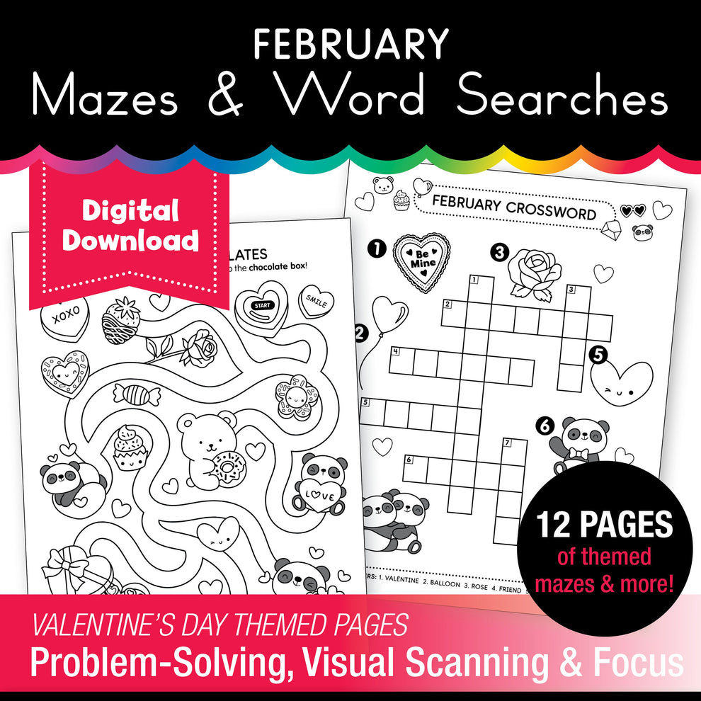 Printable February Mazes and Word Searches - Playground Press