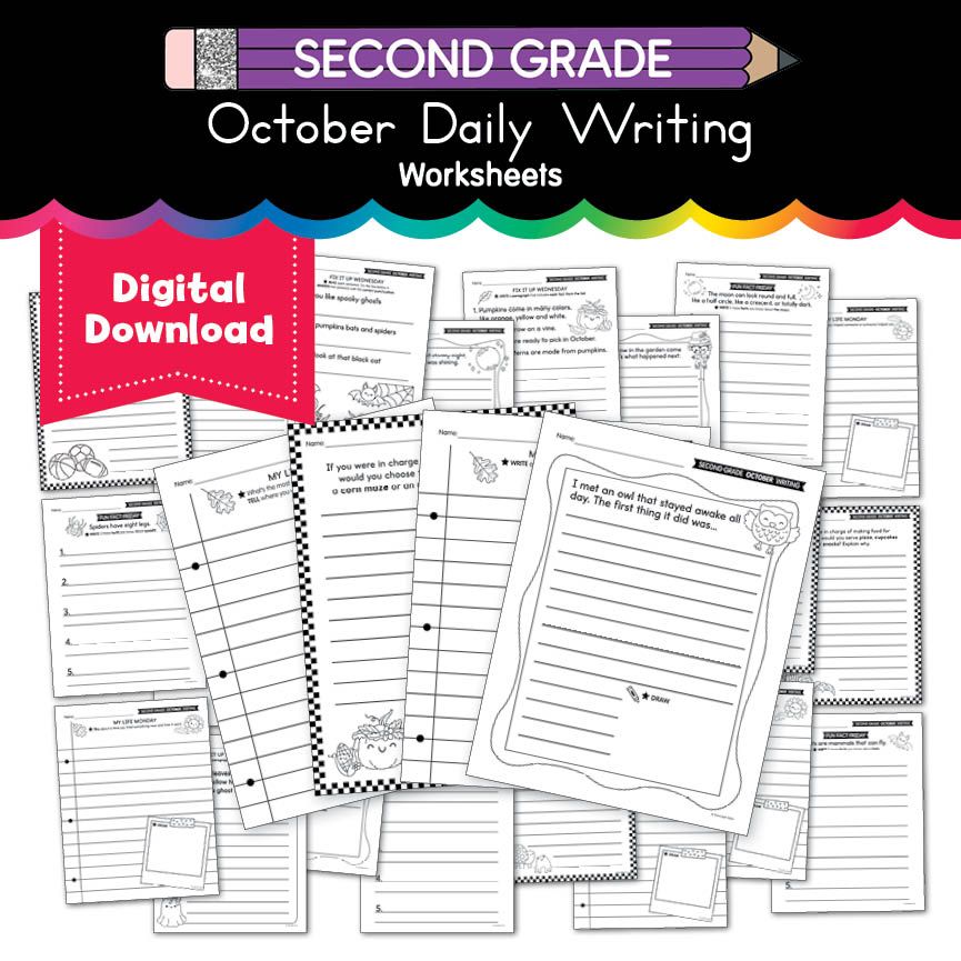 Printable Second Grade October Daily Writing - Playground Press
