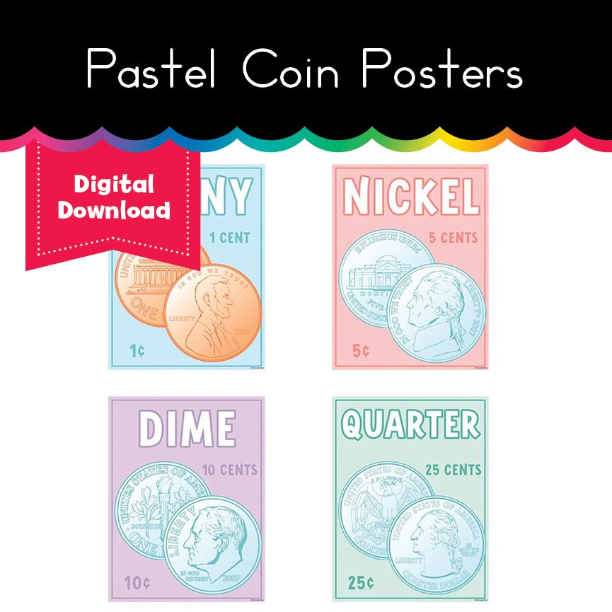 Coin Posters | Pastel Classroom Decor | Schoolgirl Style - Playground Press