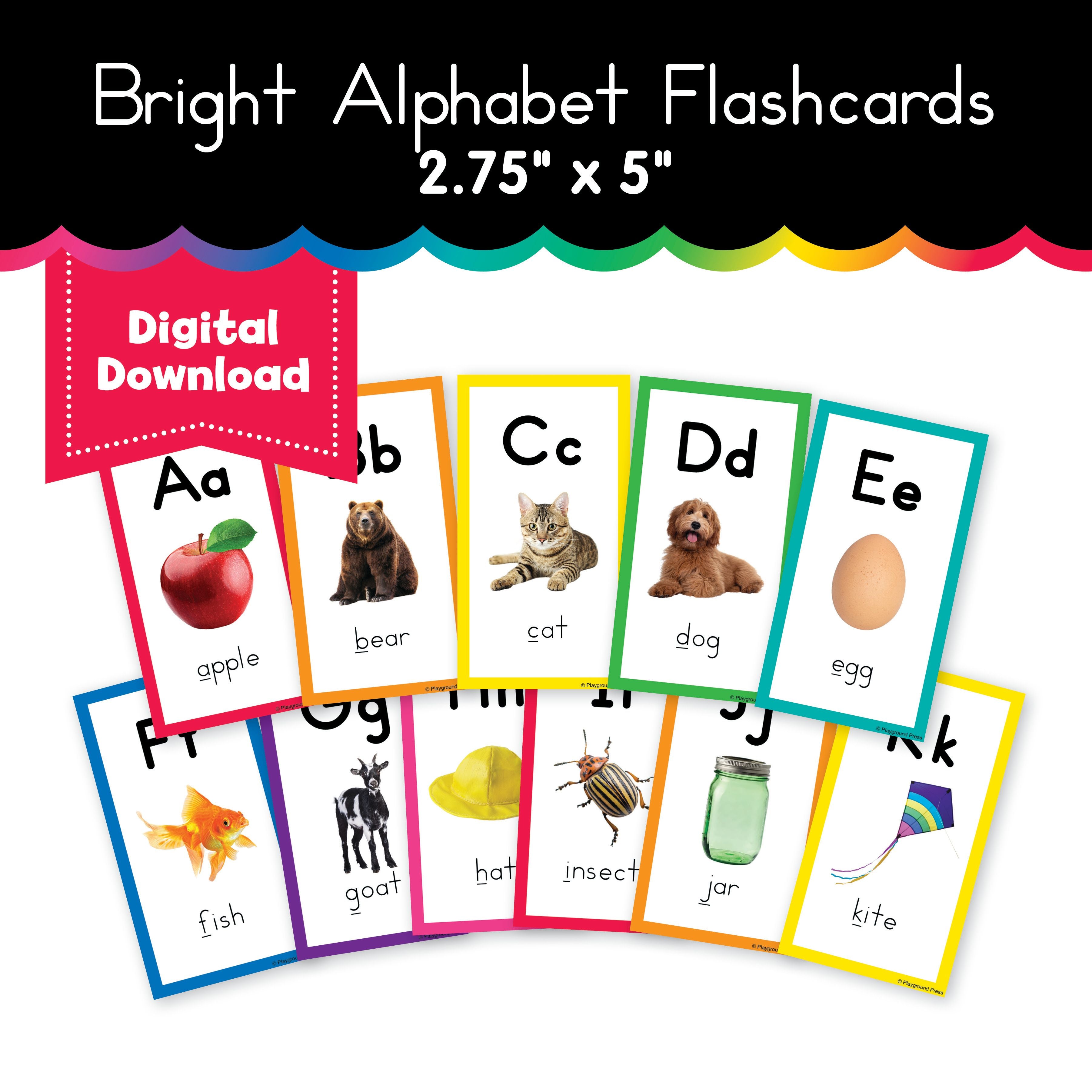 Bright | Alphabet |Flash Cards | 2.75x5 - Playground Press