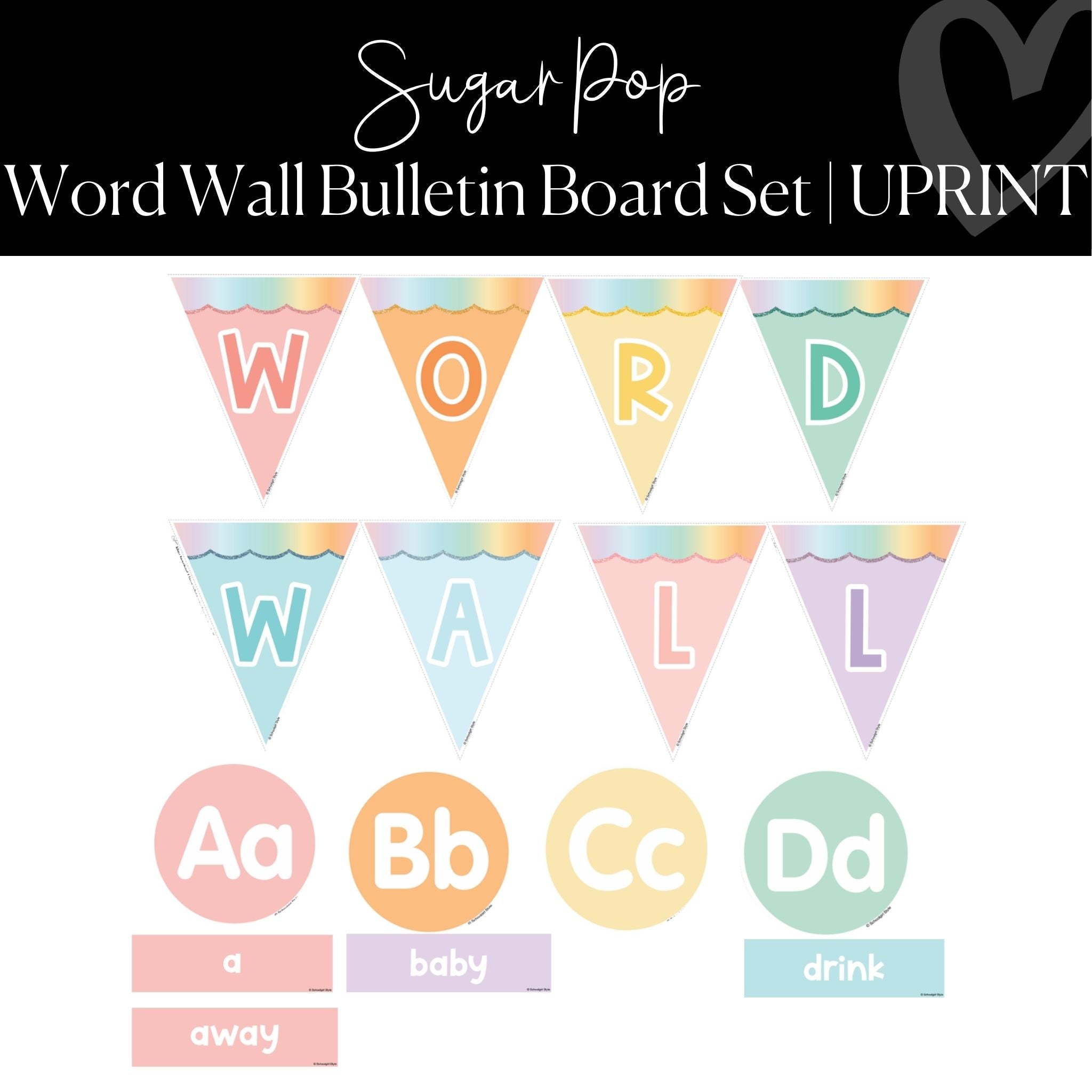 Printable Word Wall Bulletin Board Set | Pastel Classroom Decor ...