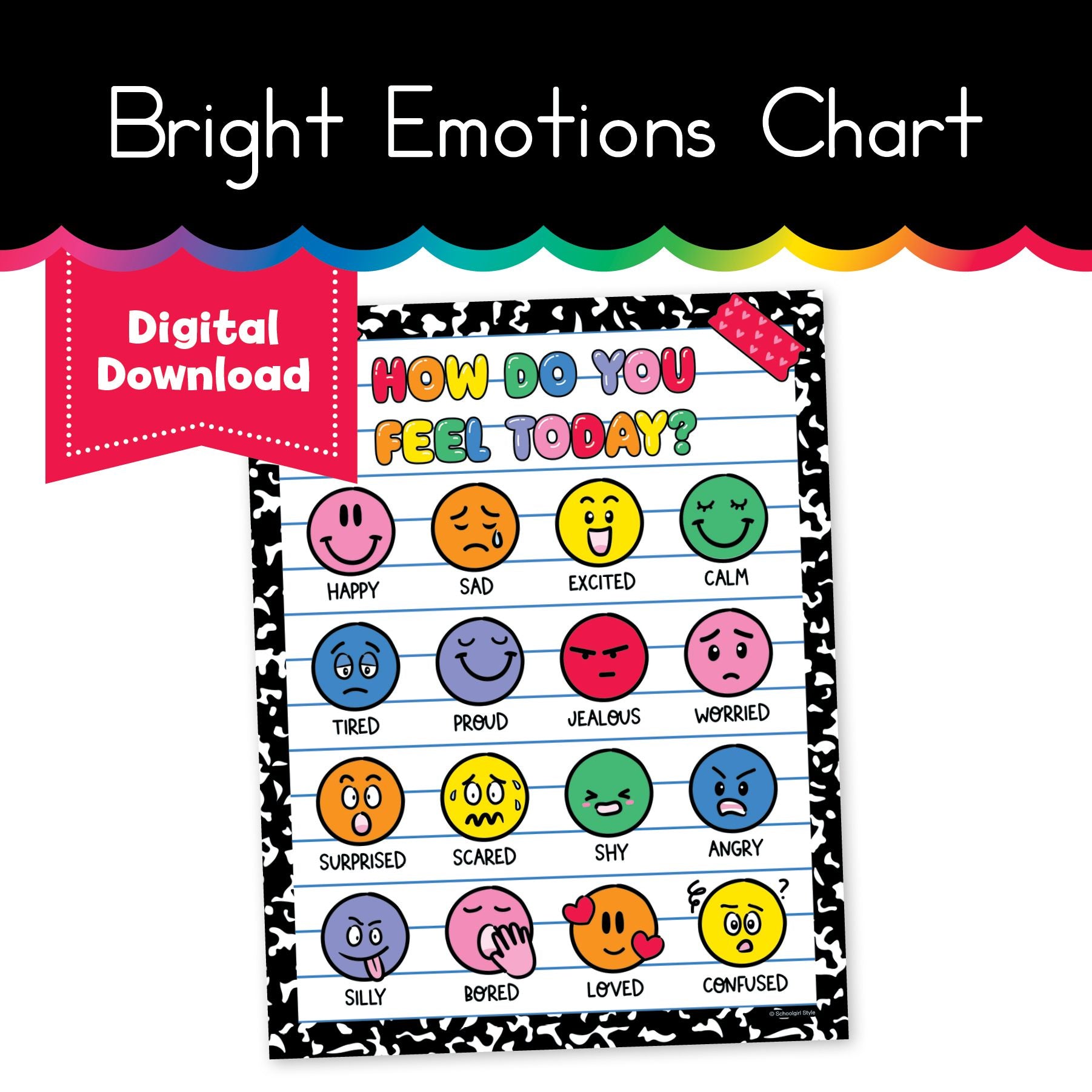 Bright Emotions Chart - Playground Press