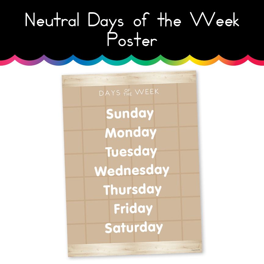 Neutral Days of the Week Home Learning Poster - Playground Press