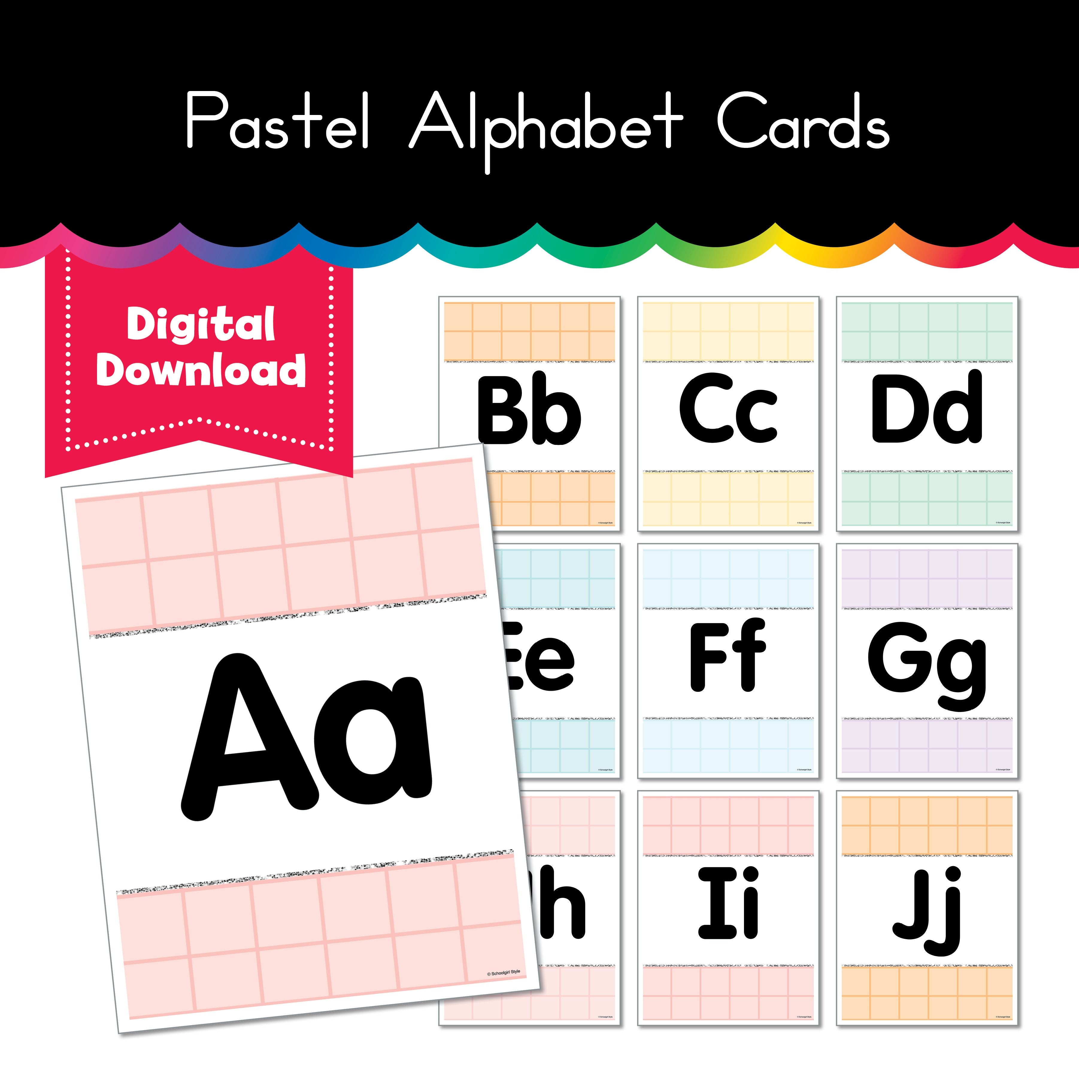 Pastel Alphabet Cards | Printable Resource - Playground Press
