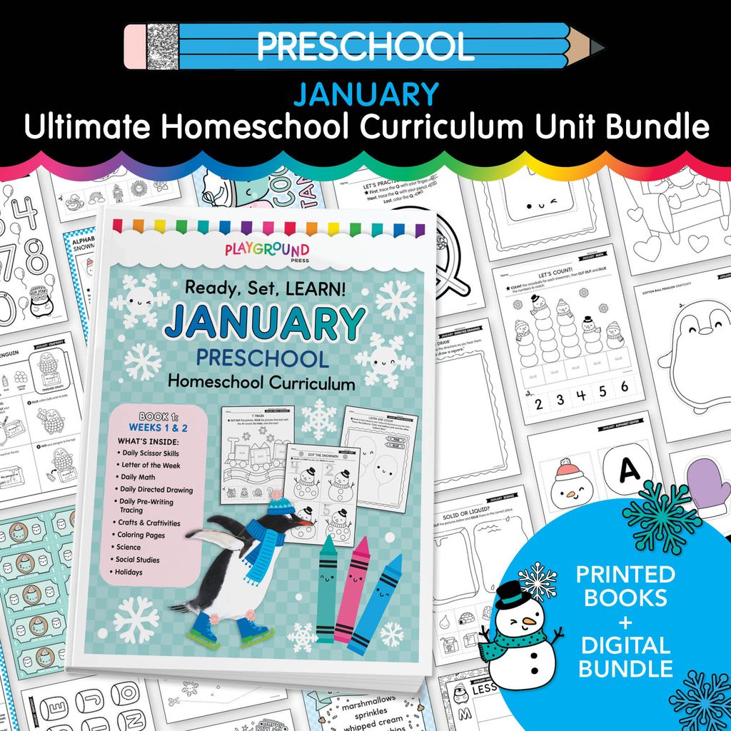Ultimate Preschool January Homeschool Curriculum Bundle - Playground Press