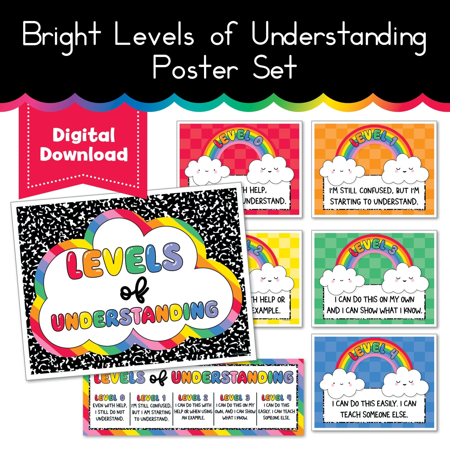 Bright Levels of Understanding Poster Set - Playground Press