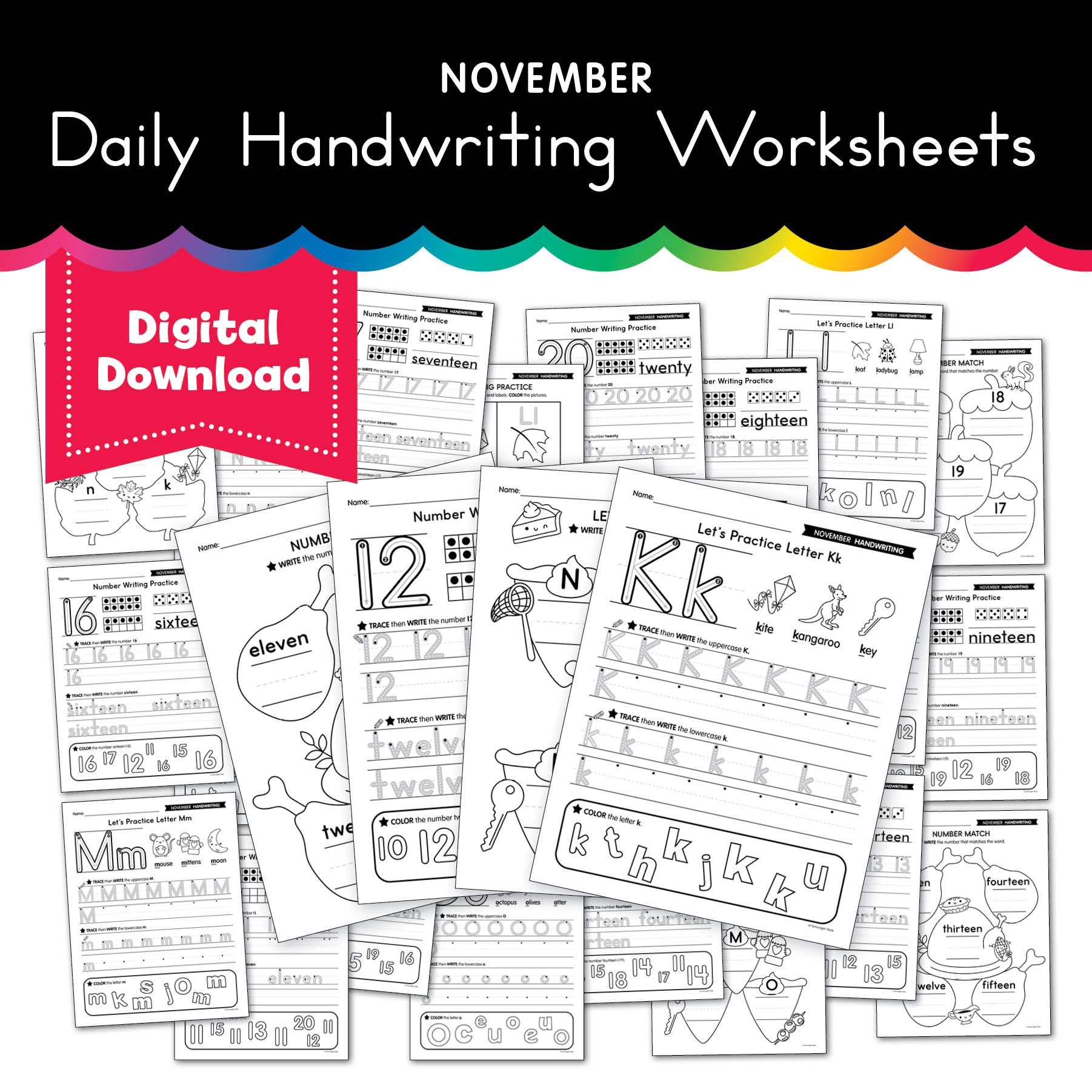 Printable November Daily Handwriting - Playground Press