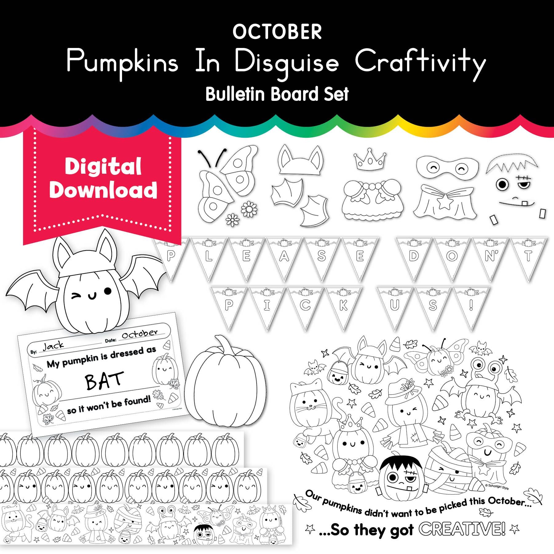 Printable October Pumpkins in Disguise Craftivity Bulletin Board Set ...