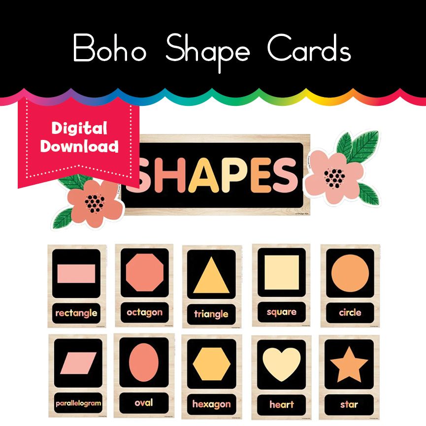 Boho Shape Cards | Printable Resource - Playground Press