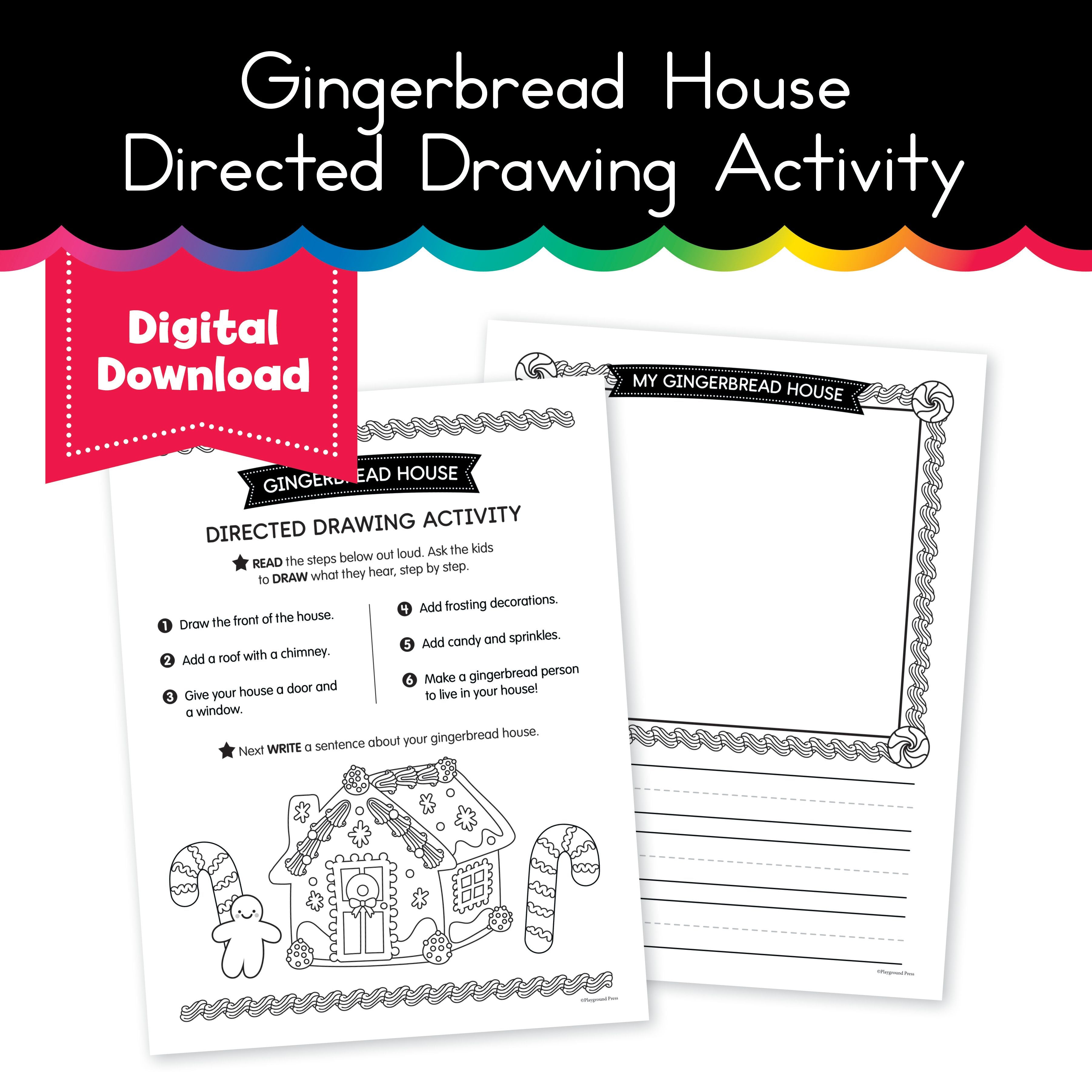 Gingerbread House Directed Drawing - Playground Press