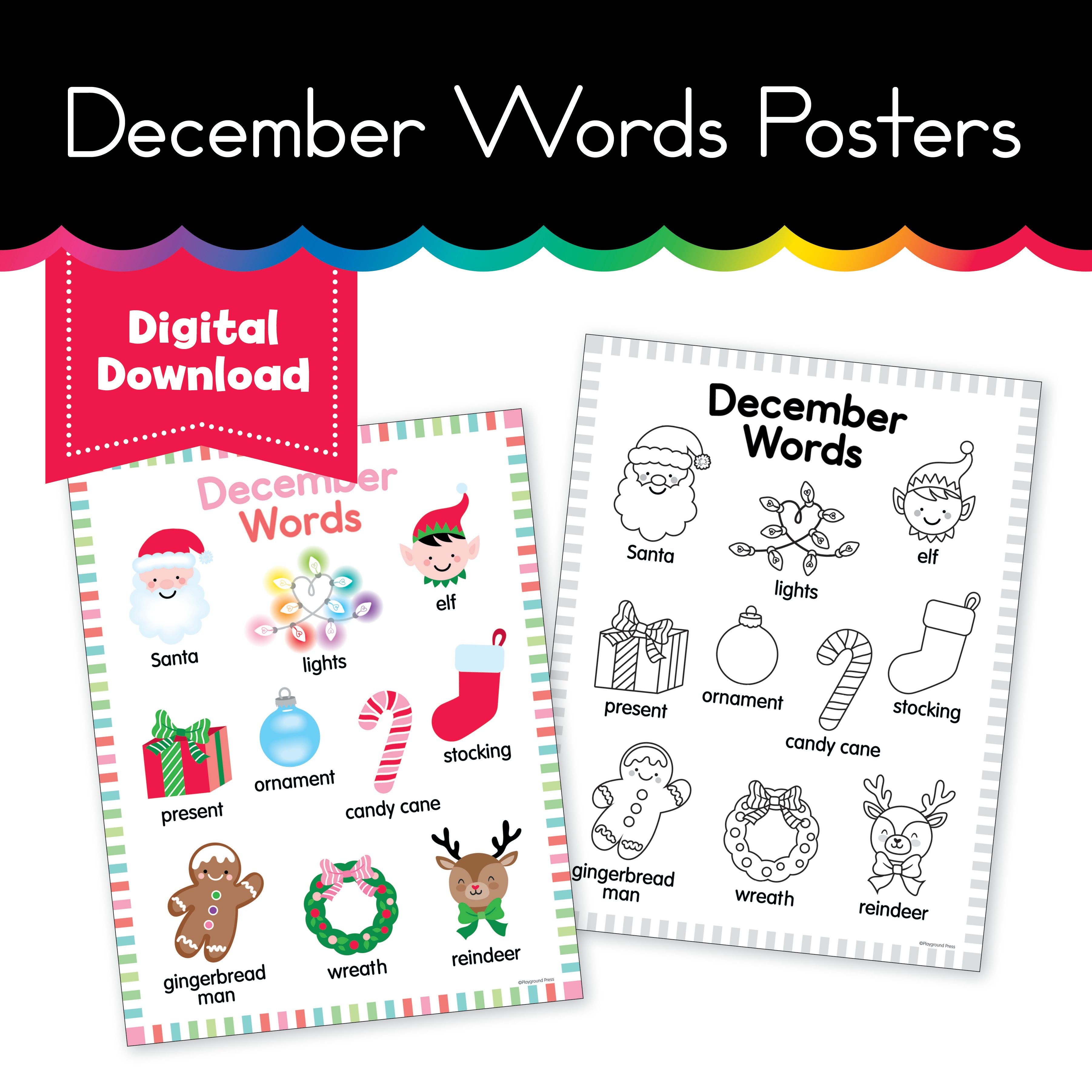 December Words Poster - Playground Press